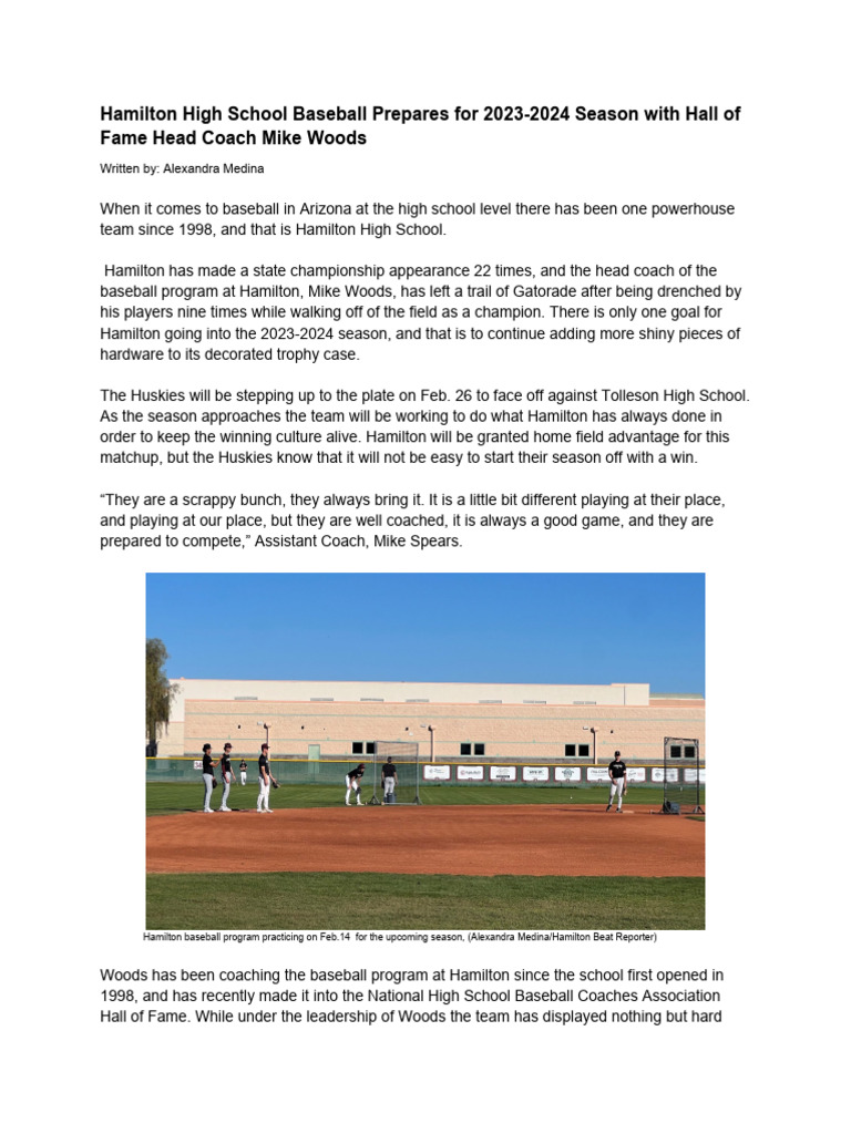 Hamilton High Baseball 2023-2024 Preview | PDF | Team Sports | Sports