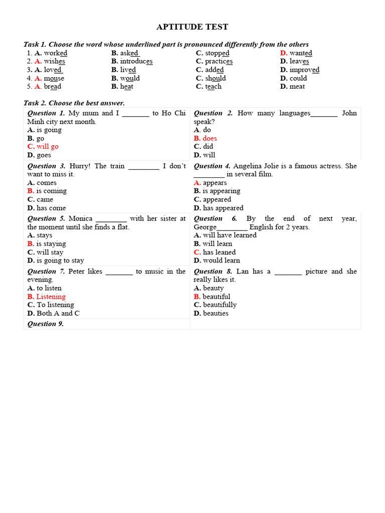 English Aptitude Test | PDF
