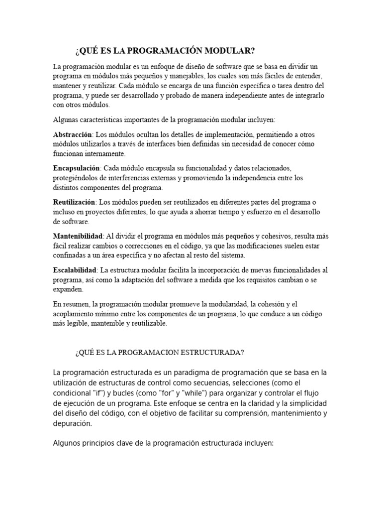 Qué Es La Programación Modular | PDF | Programación de computadoras | Software