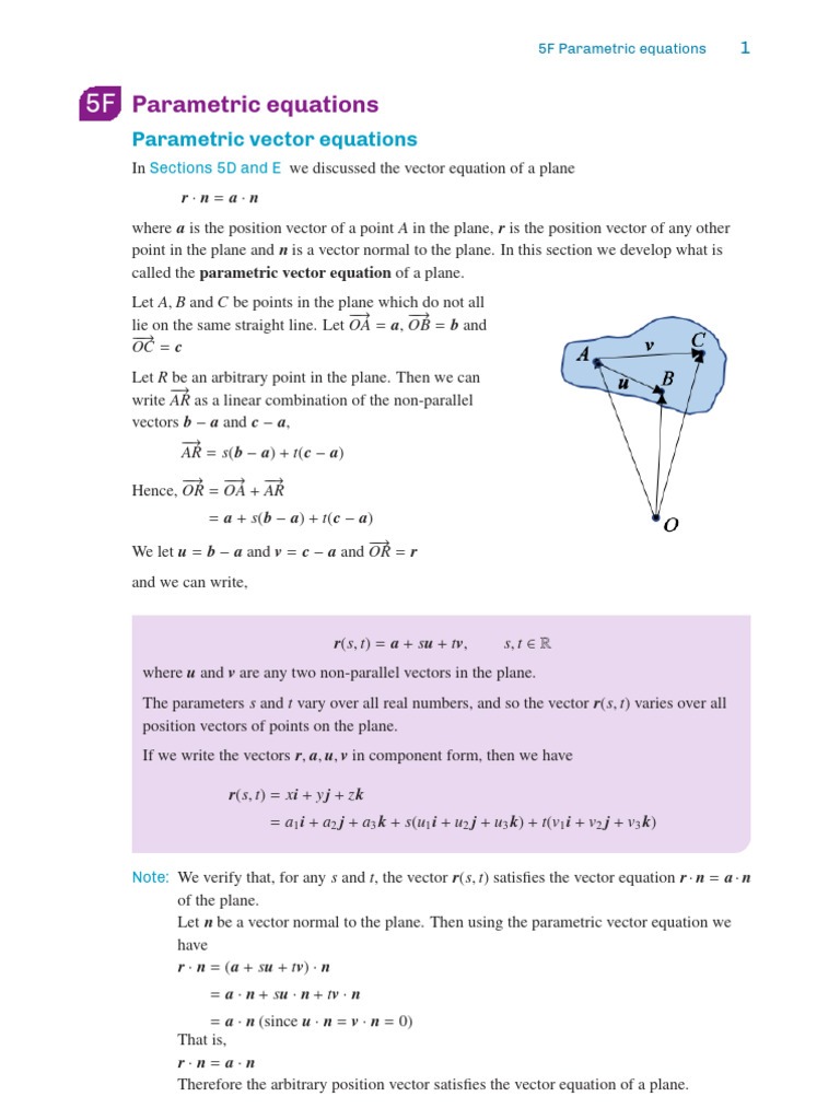 5F Parametric Equations | PDF | Equations | Euclidean Vector