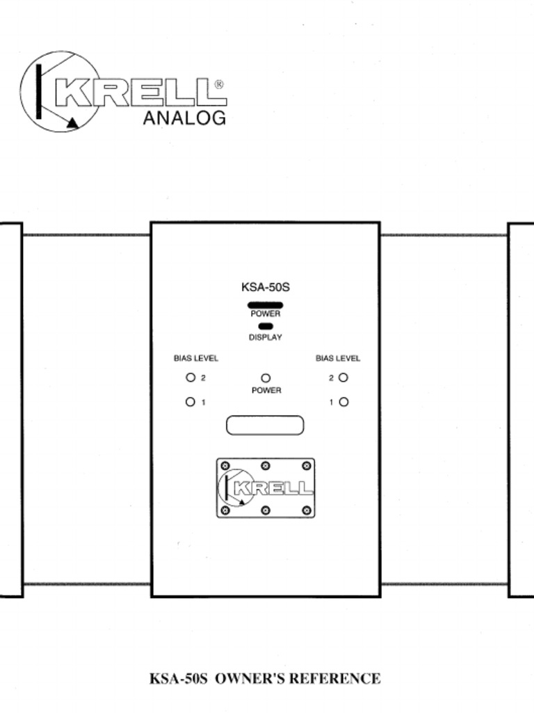 Krell KSA50S Owners Reference | PDF