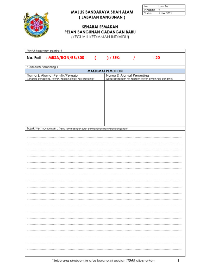 Lam 3a (Senarai Semak PB) | PDF