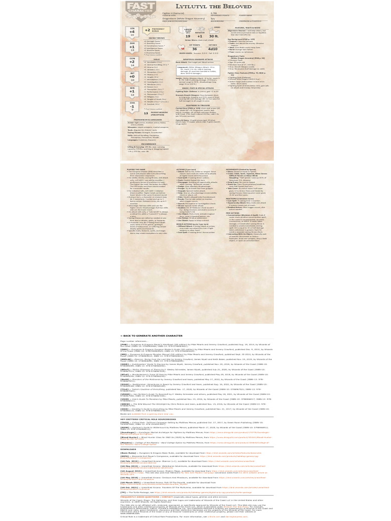 Dragonborn (White Dragon Ancestry) Fighter 4 (Samurai) | Download Free PDF | Wizards Of The ...