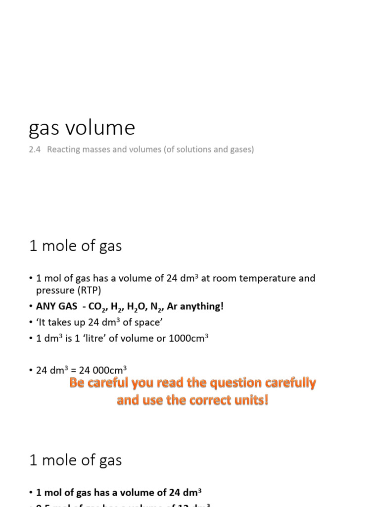 Gas Volume | PDF | Gases | Mole (Unit)