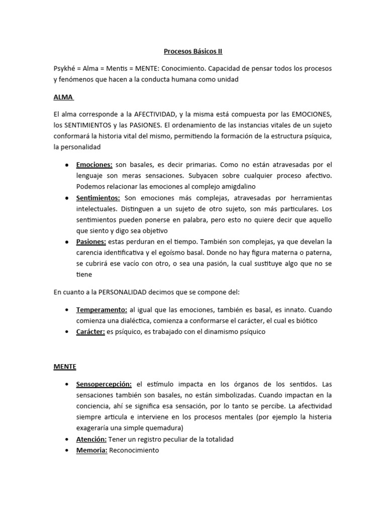 Resumen Proc Basicos 2 | PDF | Pensamiento | Palabra