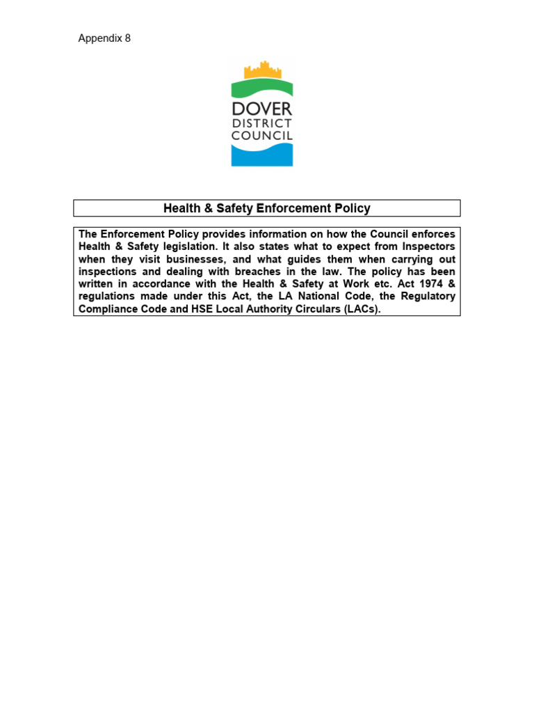 Appendix 8 - Health and Safety Enforcement Policy | PDF | Prosecutor ...