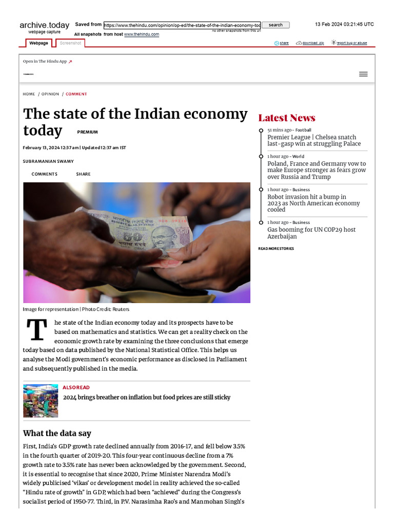 The State of The Indian Economy Today - The Hindu | PDF | Economic ...