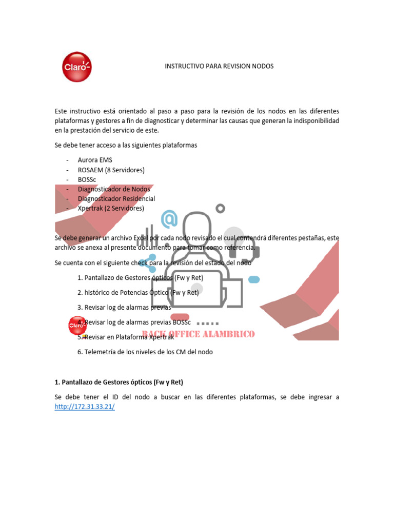 Instructivo Revision Nodosv2 | PDF | Informática | Telecomunicaciones