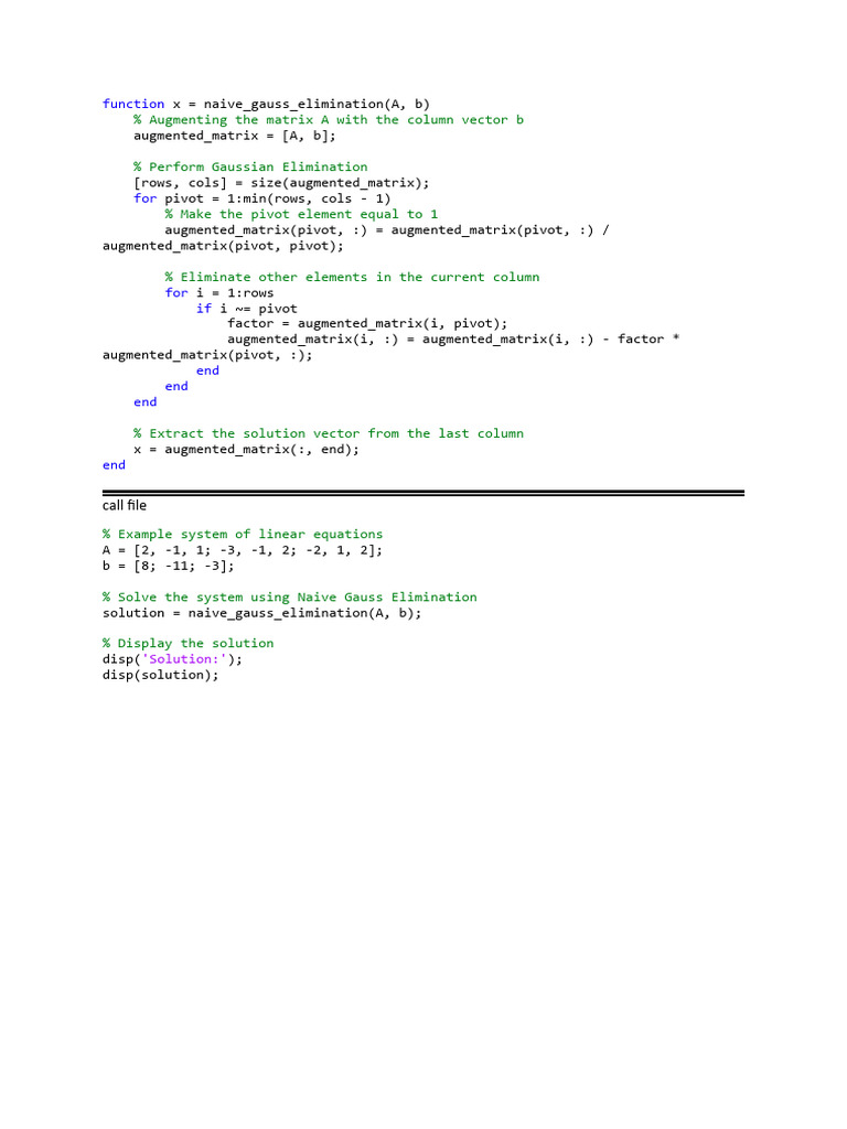 Naive Gauss Elimination | PDF | Science & Mathematics | Computers