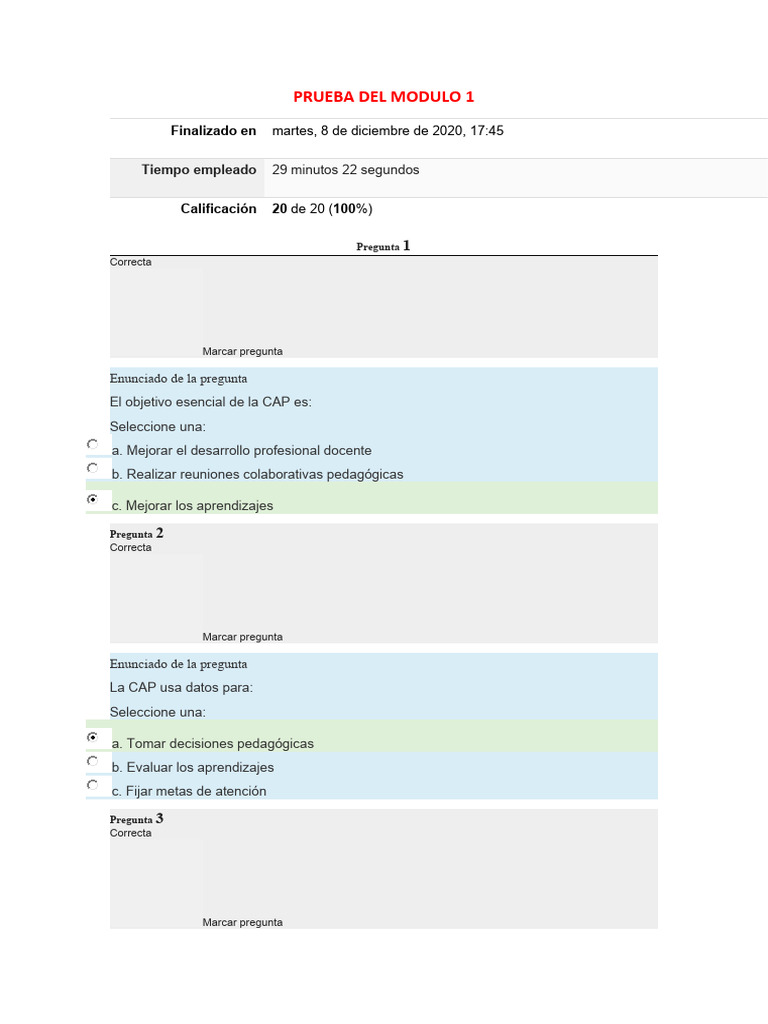 Prueba Del Modulo 1 | PDF | Enseñando | Maestros
