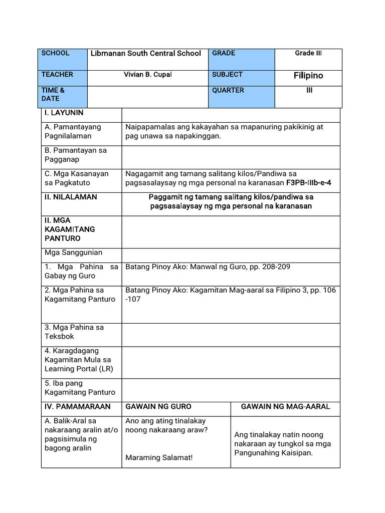 Fil W5 Pandiwa | PDF