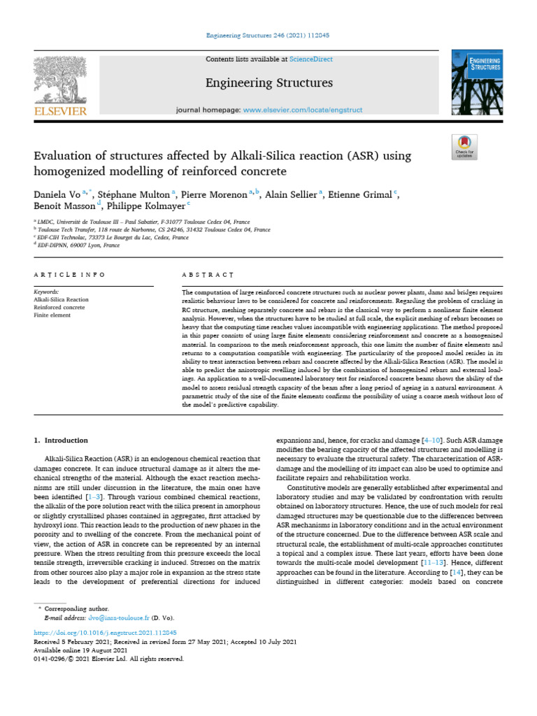 4.evaluation of Structures Affected by Alkali-Silica Reaction (ASR) Using | PDF | Stress ...
