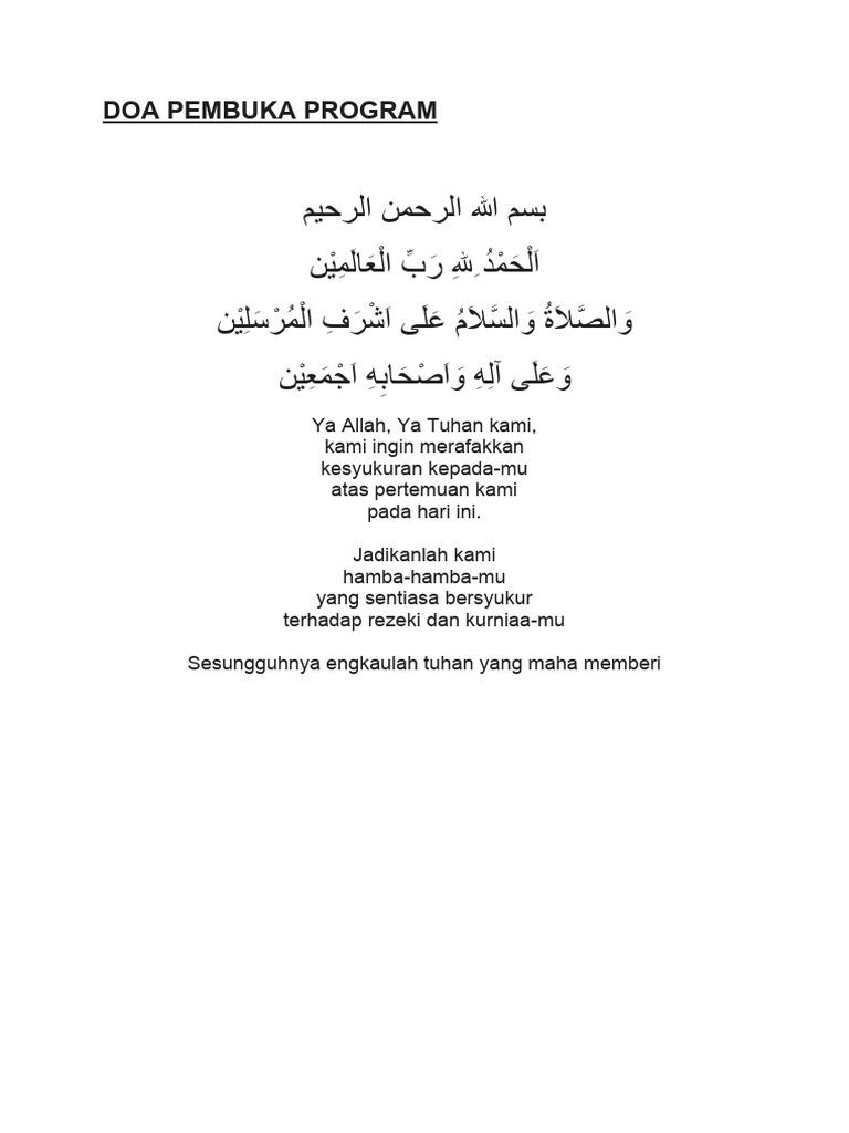 Doa Pembuka Program | PDF | Pengembangan Diri