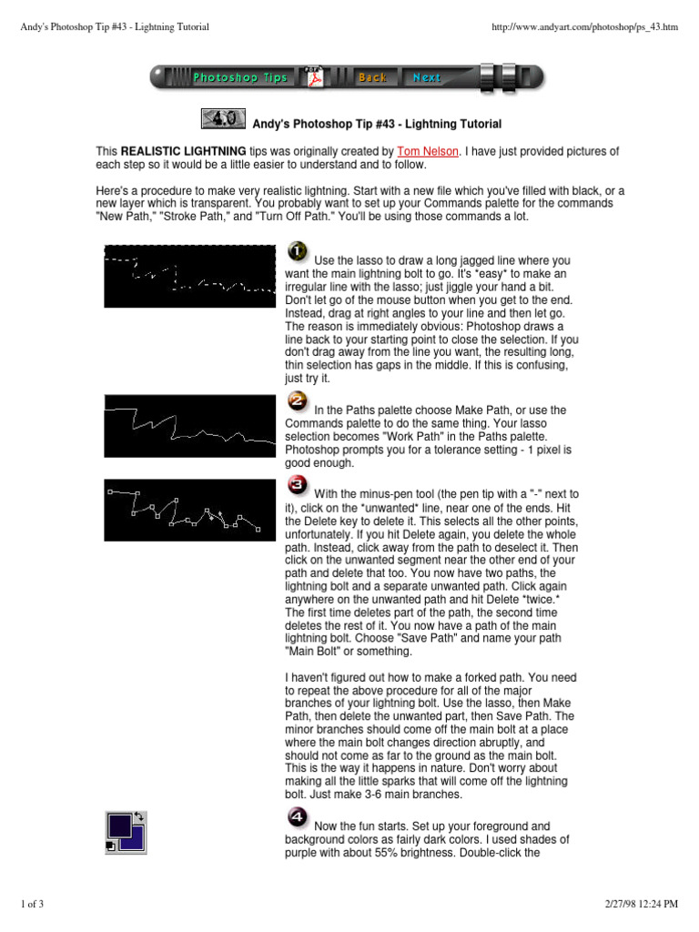 Tom Nelson: Andy's Photoshop Tip #43 - Lightning Tutorial | PDF | Adobe ...