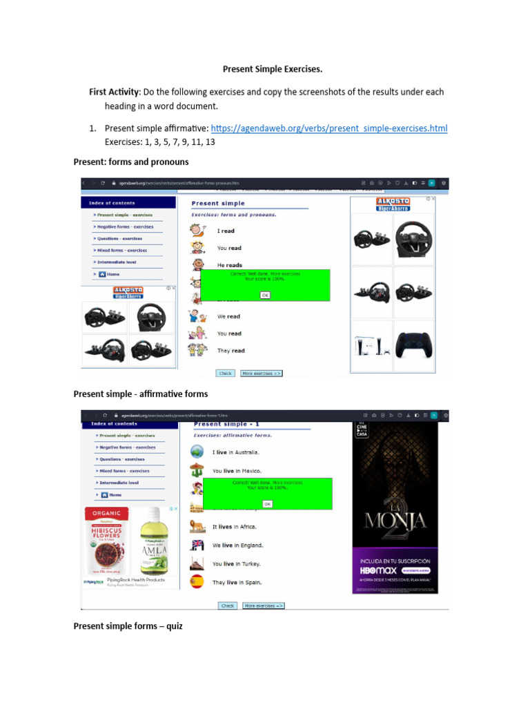 Present Simple Exercises | PDF | Language Arts & Discipline | Computers