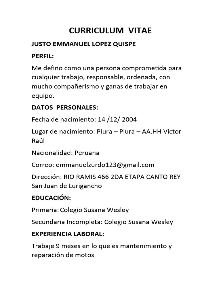 Curriculum Vitae Emmanuel Lopez | PDF