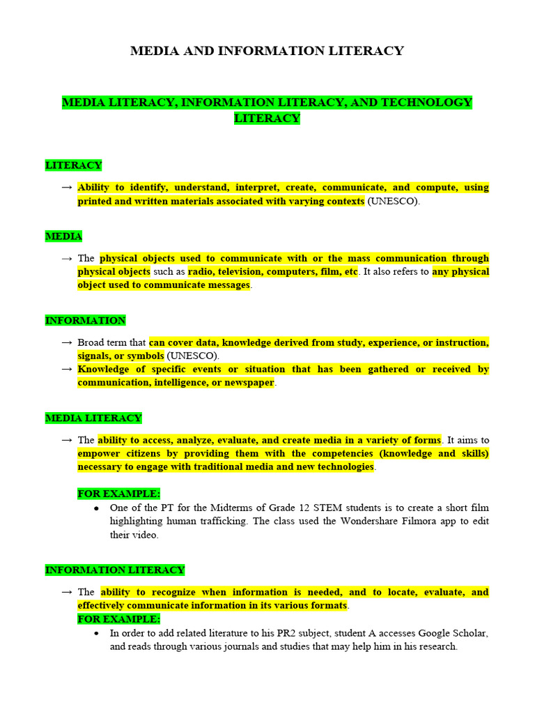 Media and Information Literacy (Media Literacy, Information Literacy ...