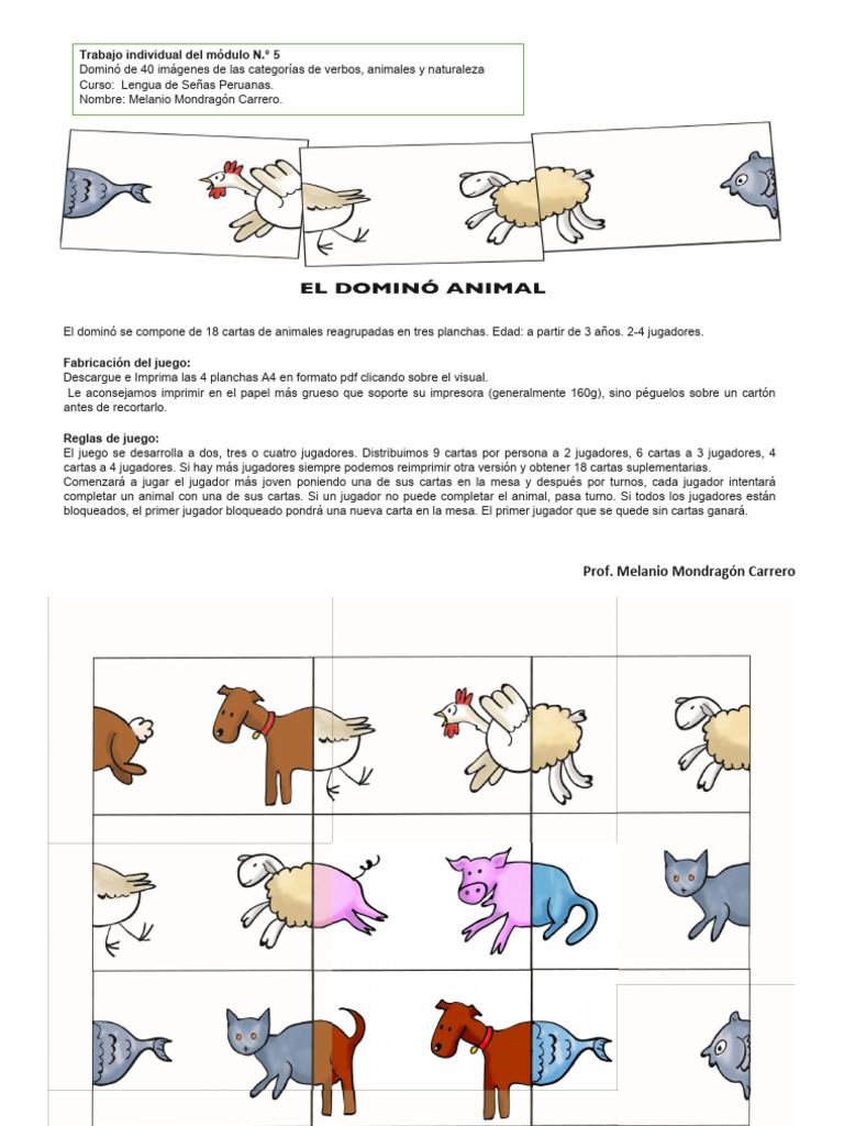 Dominó de Animales para Niños | PDF