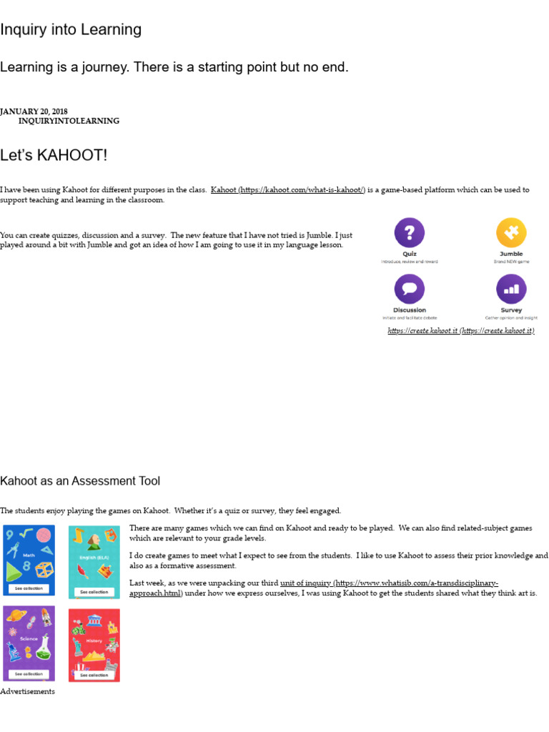 Let's KAHOOT! - Inquiry Into Learning | PDF | Educational Assessment ...
