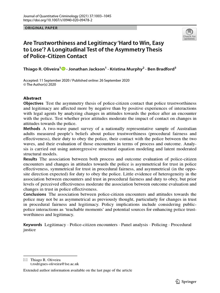 Police Trust Research | PDF | Attitude (Psychology) | Hypothesis