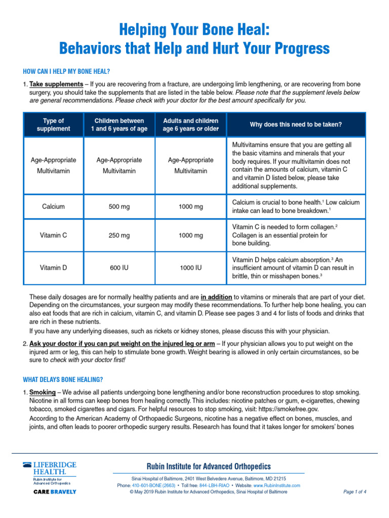 Bone Healing: Tips and Supplements | PDF | Dietary Supplements | Vitamin D