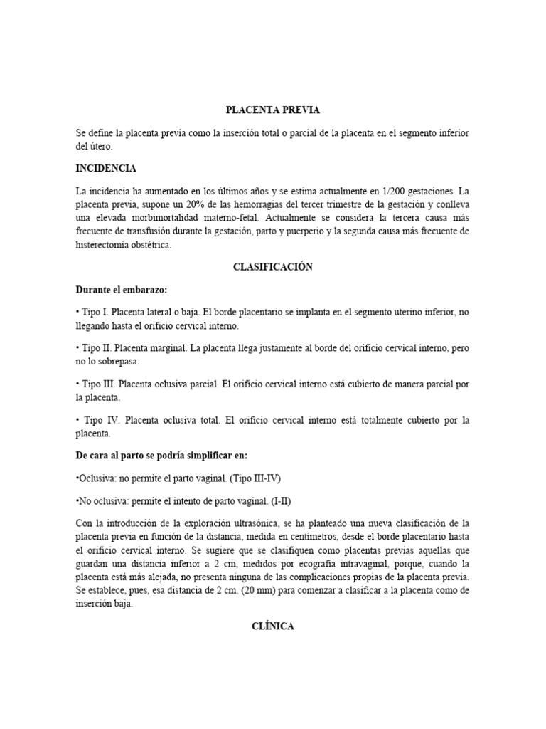 Placenta Previa | PDF | Parto | El embarazo
