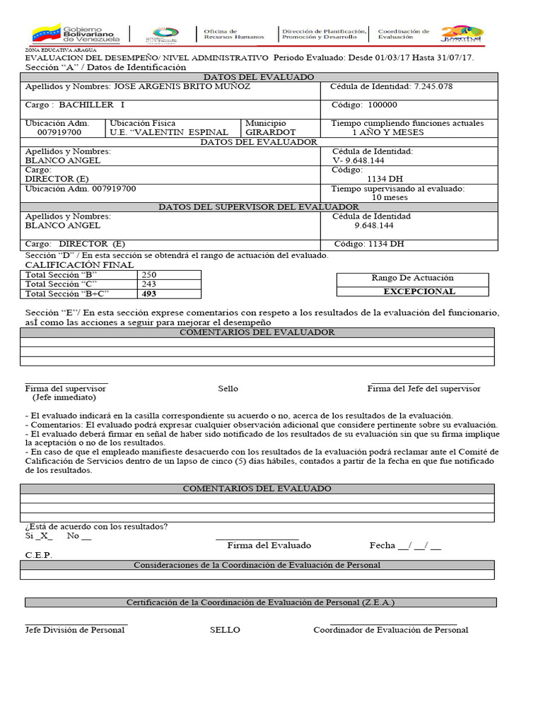 Evaluación de Desempeño: Nikitta Montilla | PDF | Negocios | Finanzas y ...