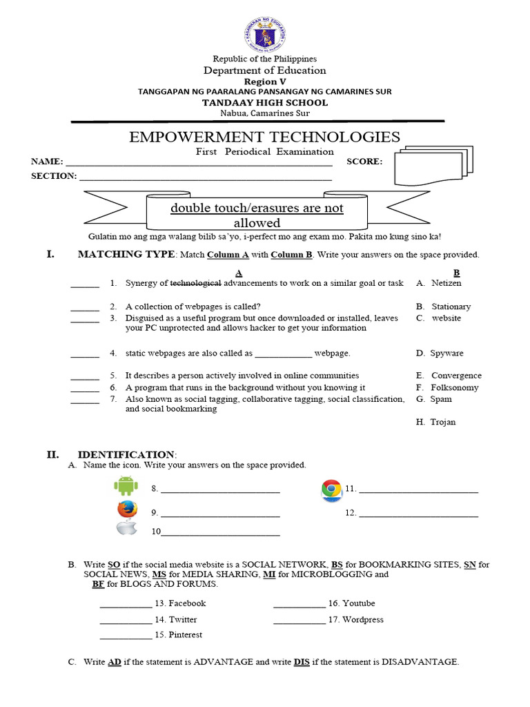 Emptech - First Grading Exam A | PDF | World Wide Web | Internet & Web