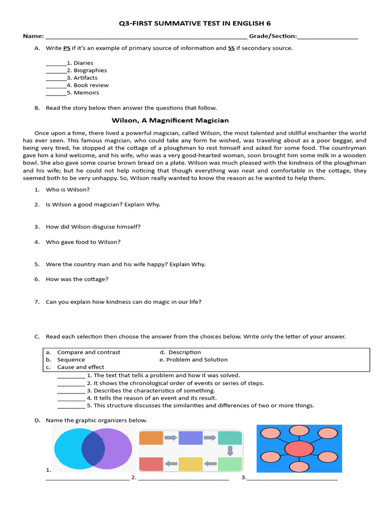Q3-First Summative Test in English | PDF | General Fiction
