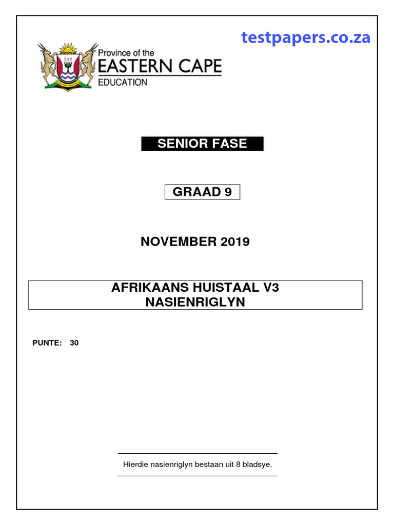 AFR HL P3 GR9 MEMO NOV2019 - Final | PDF