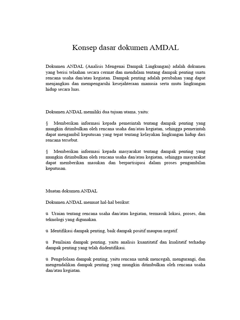 Konsep Dasar Dokumen Amdal | PDF | Sains & Matematika