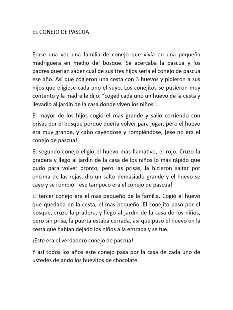 Cuento El Conejo de Pascua | PDF