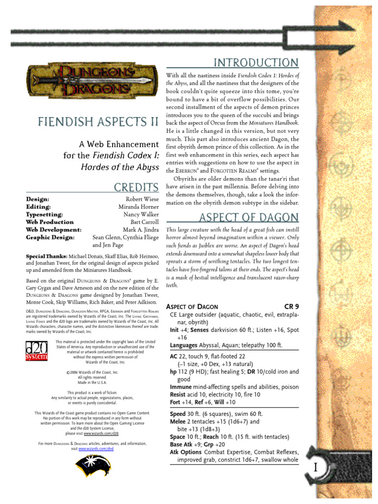 Fiendish Codex - Fiendish Aspects II | PDF | Dungeons & Dragons ...