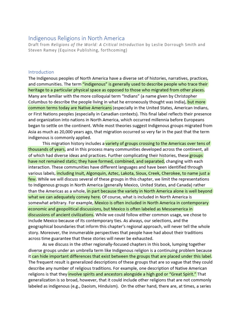 Indigenous Religion in NA | PDF | Native Americans In The United States ...