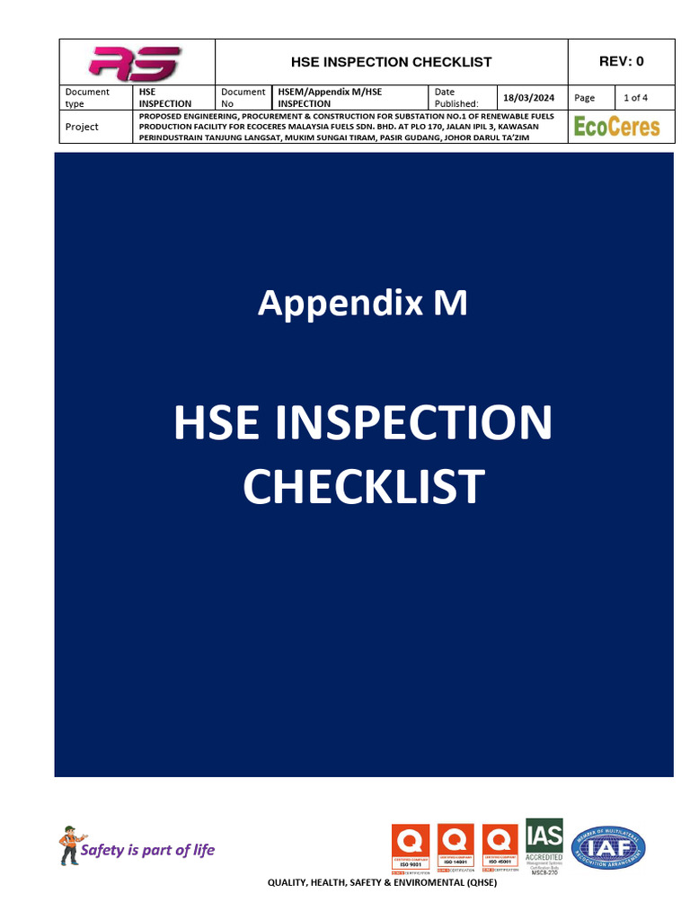 00 RS HSE Inspection Checklist With Masterlist | PDF | Safety ...