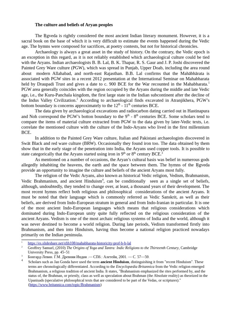 The Culture and Beliefs of Aryan Peoples | PDF | Monotheism | Deities