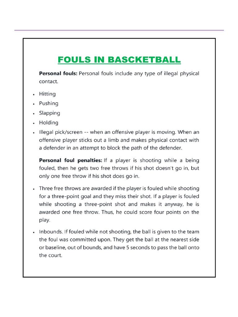 Foul of Basketball | PDF