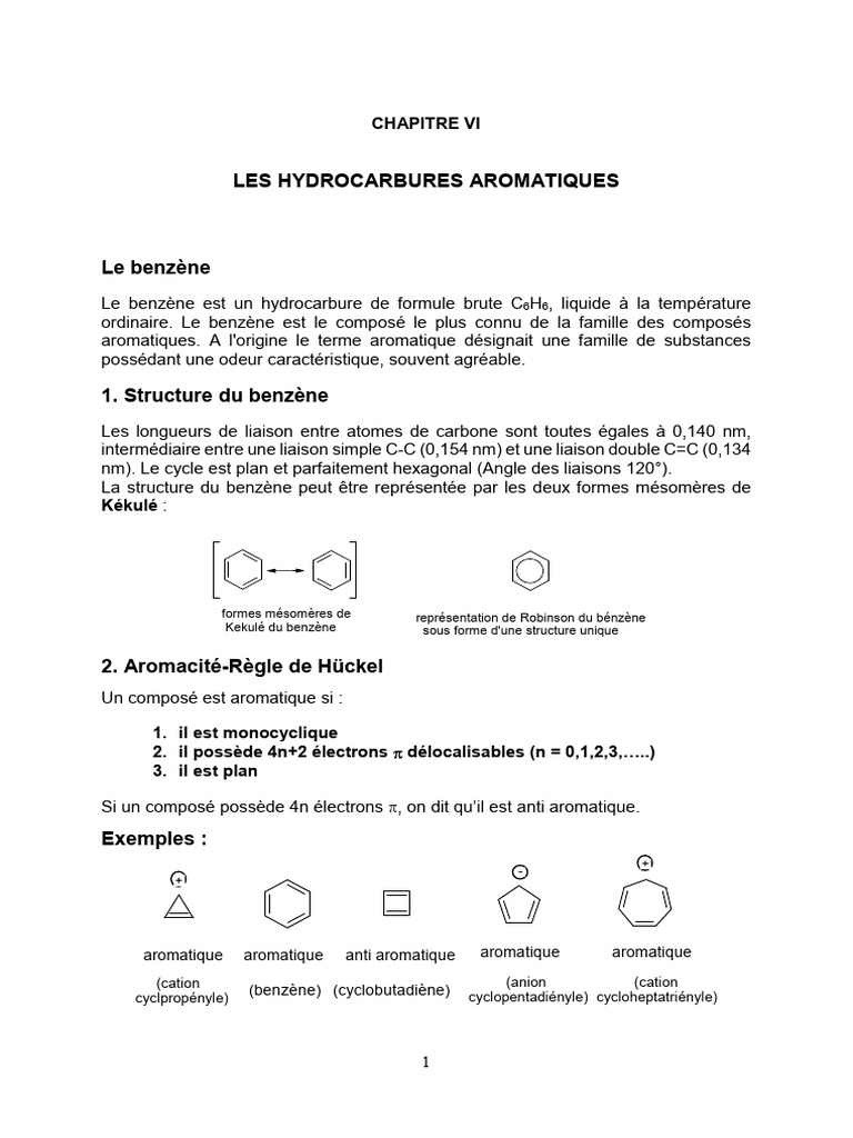 Hydrocarbures Aromatiques et Réactions | PDF | Benzène | Réactions ...