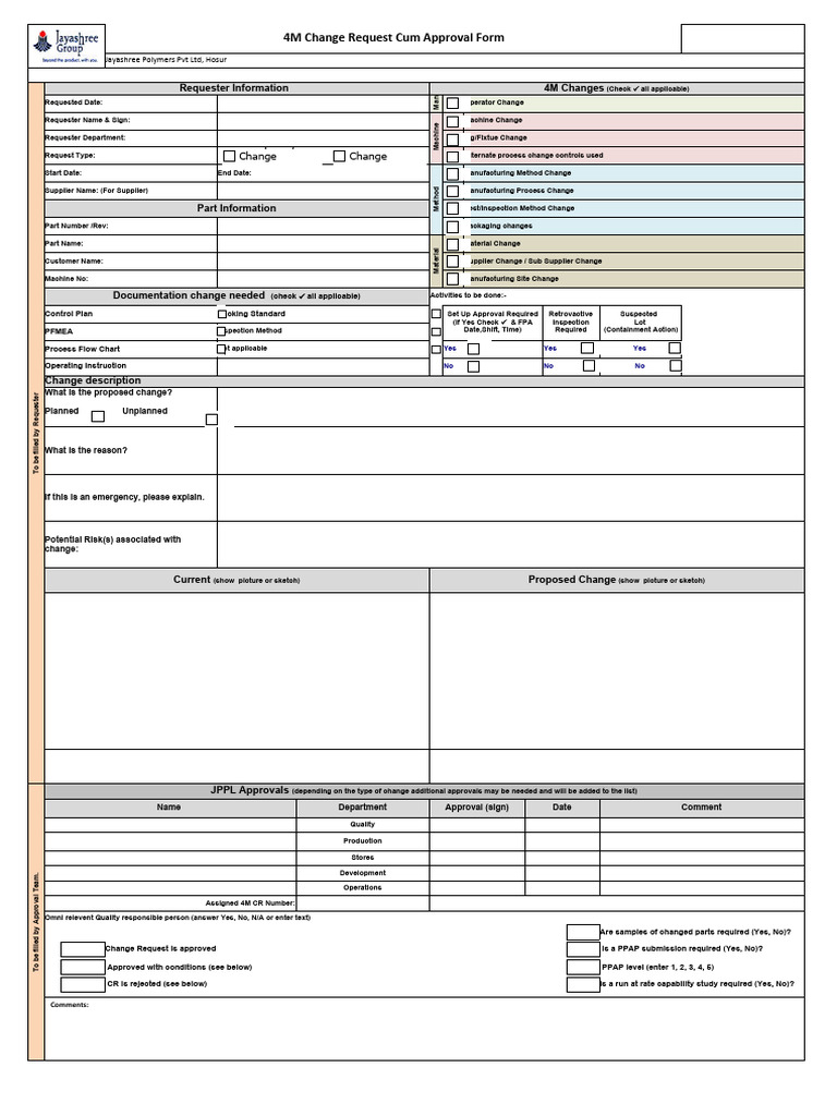 18 4M Change Request Cum Approval Form | PDF | Business Process