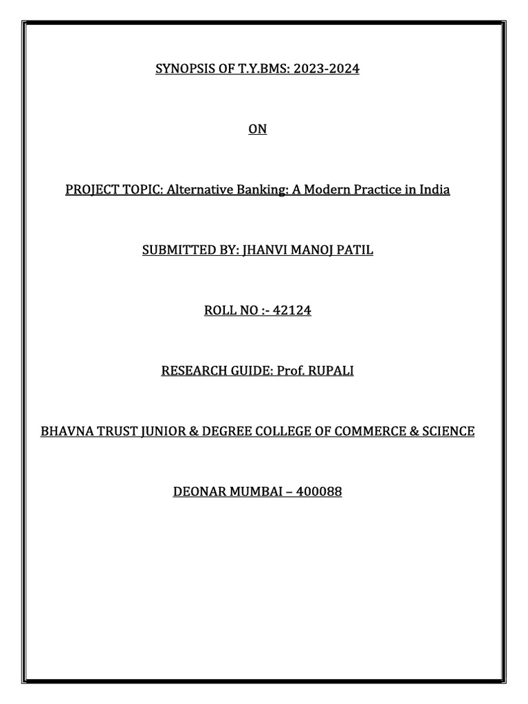 Jhanvi Patil - Black Book Project | PDF | Microfinance | Financial ...