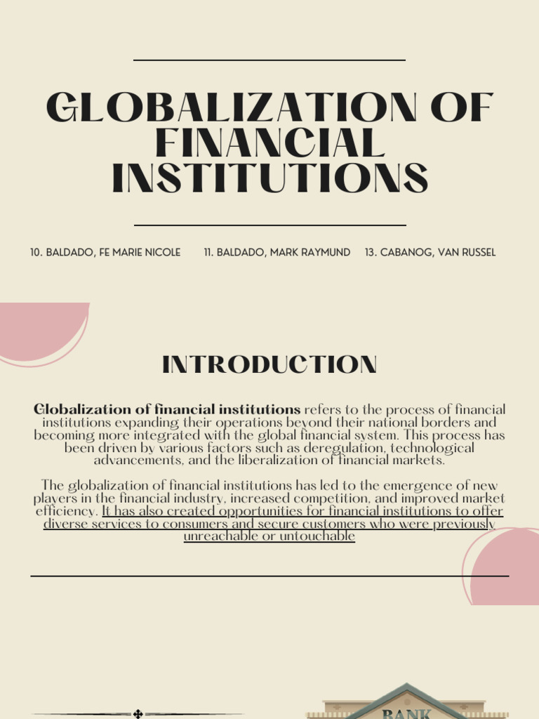 Globalization of Financial Institutions | PDF | Banks | Financial Markets