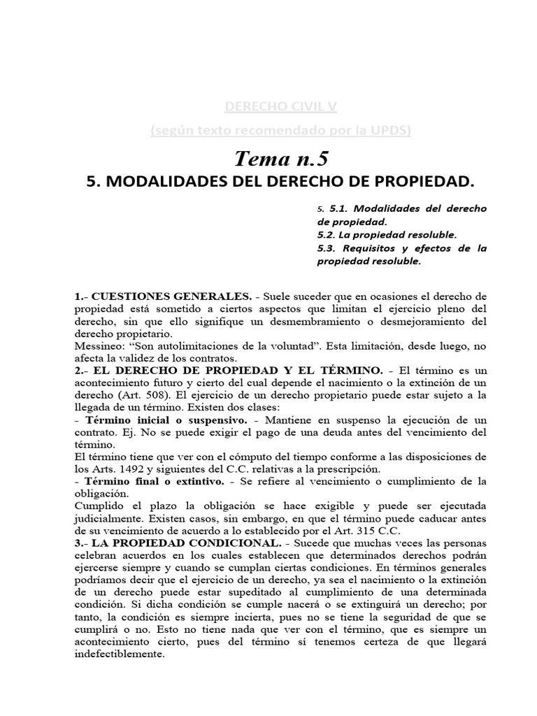 Tema No.5 Modalidades Del Derecho de Propiedad II | PDF | Propiedad | Justicia