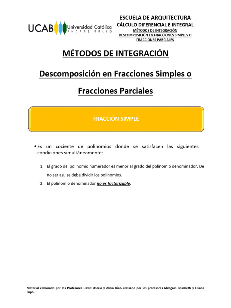 13 Cálculo Diferencia e Integral - Métodos de Integración - Fracciones ...