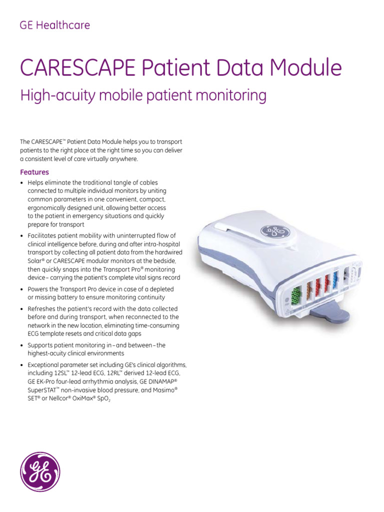 GE PDM Spec Sheet | PDF | Diastole | Heart Rate