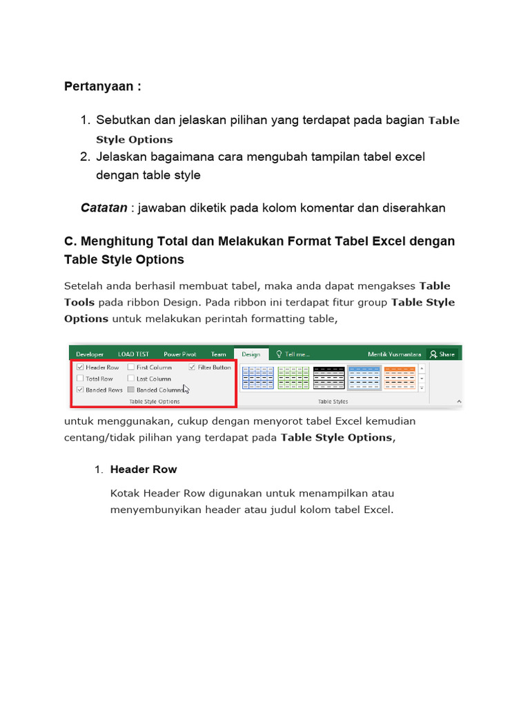 Menghitung Total Dan Melakukan Format Tabel Excel Dengan Table Style ...