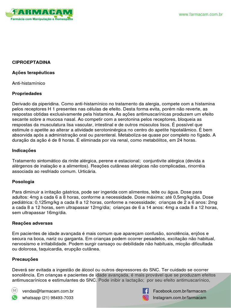 Uso e Efeitos da Ciproeptadina | PDF | Alergia | Doenças e distúrbios