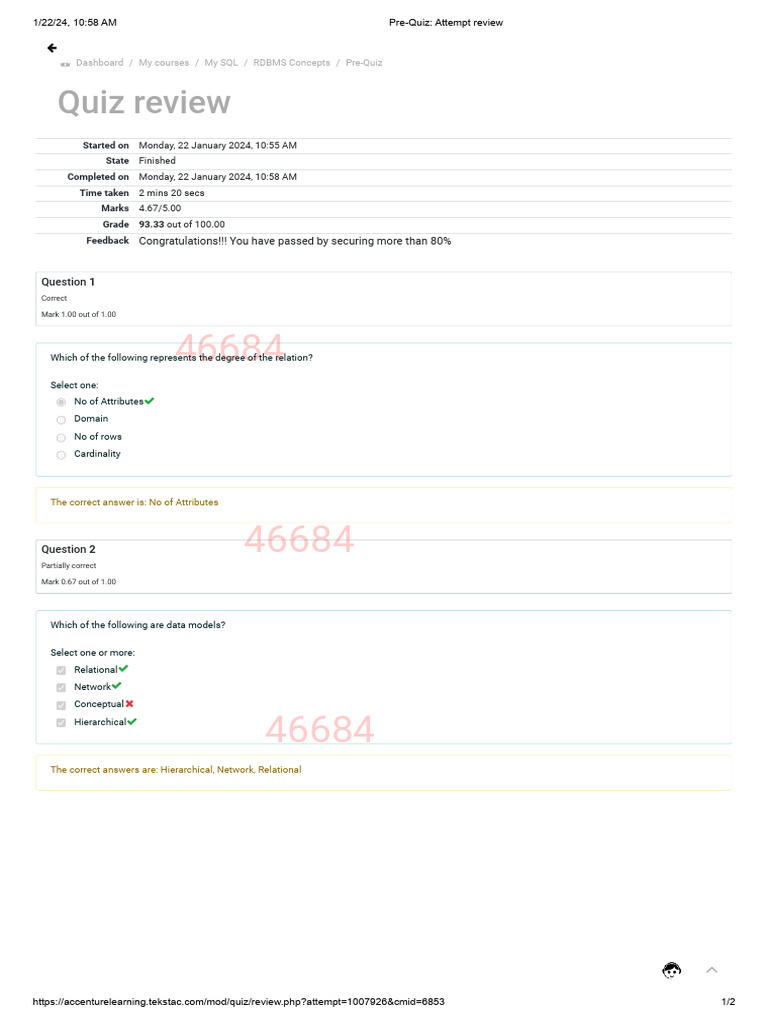 Pre-Quiz - Attempt Review | PDF | Relational Database | Information ... Pre-Quiz - Attempt Review | PDF | Relational Database | Information ...