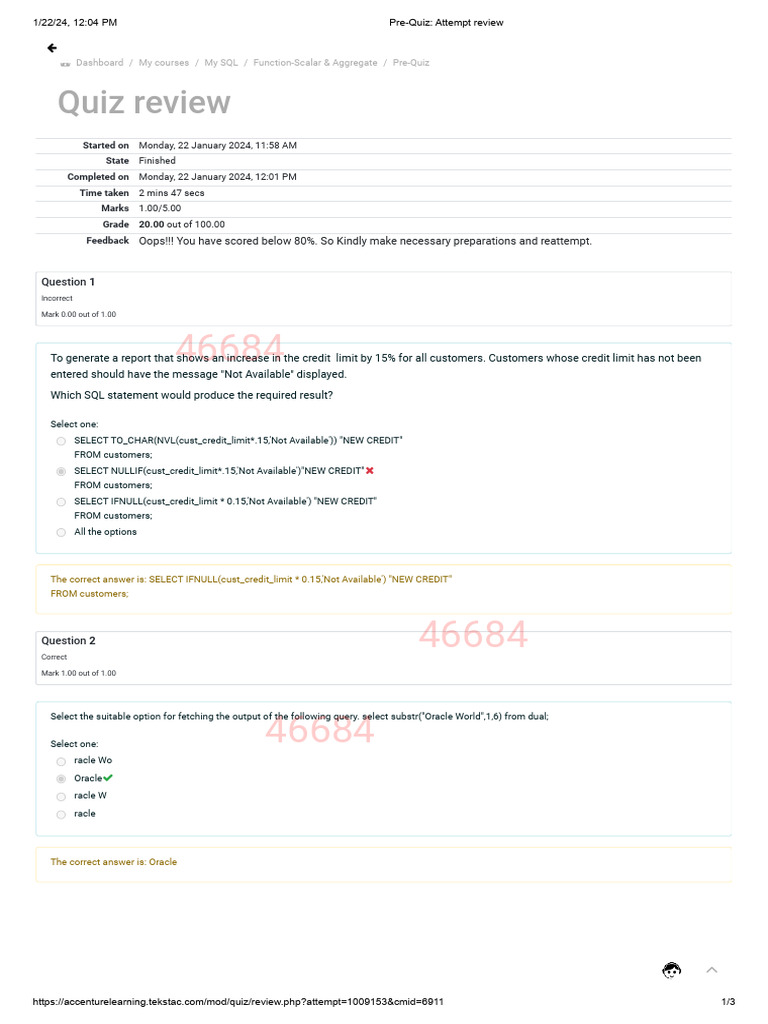 Pre-Quiz - Attempt Review Function | PDF | Information Retrieval ...