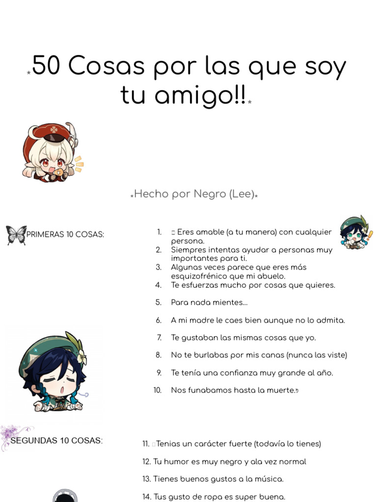 50 Cosas Por Las Que Soy Tu Amigo!! | PDF