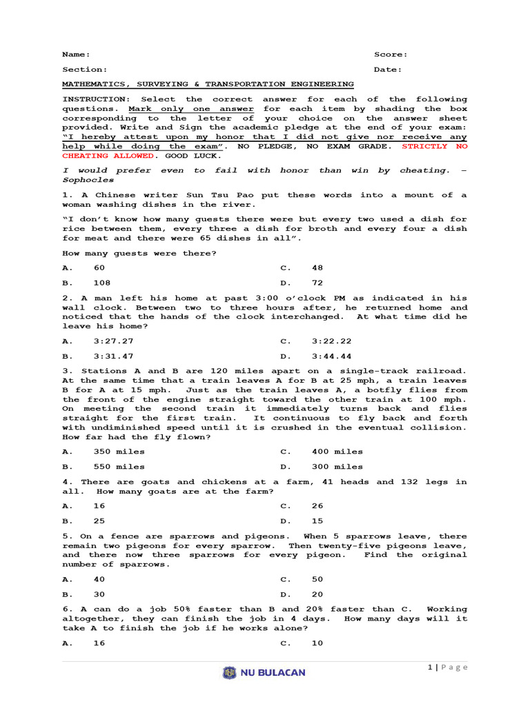 Midterm Exam (Math) | Download Free PDF | Triangle | Sphere